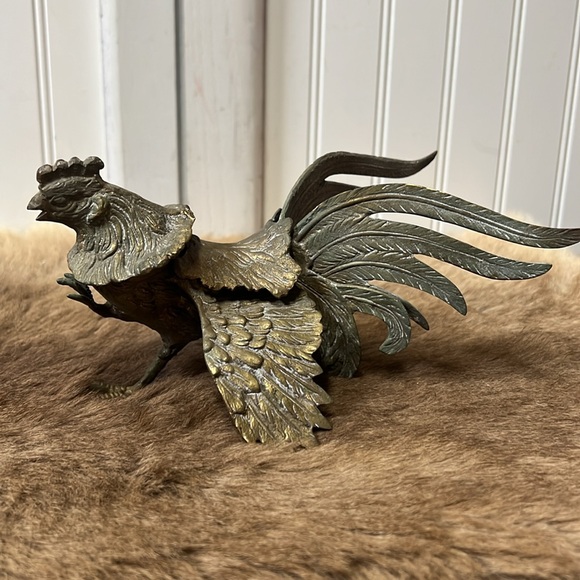 Art | Brass Fighting Rooster Sculpture Figure 8 | Poshmark